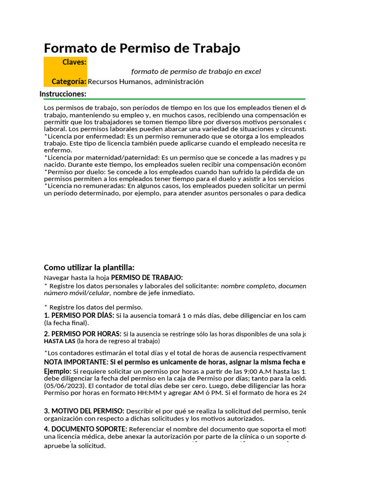 Permiso Laboral | PDF | Gestión de recursos humanos | Empleo