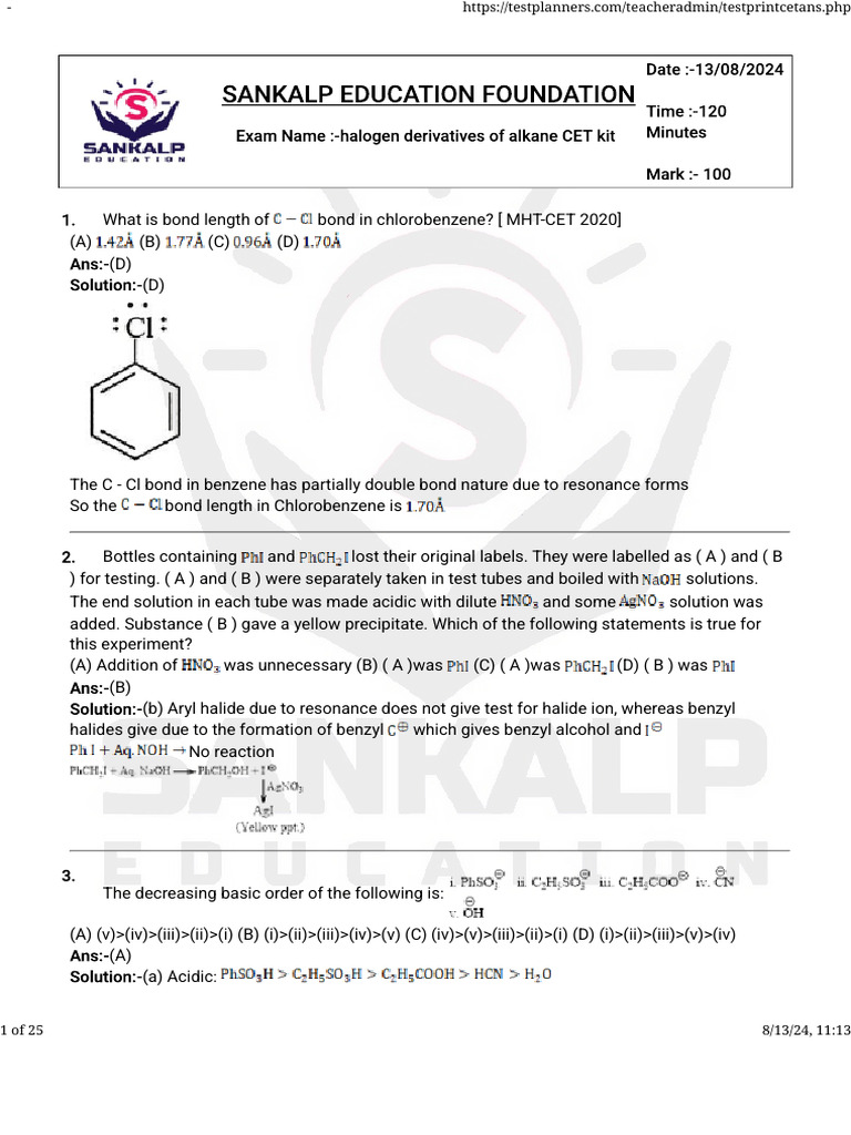 Halogen Derivatives Cet Kit | PDF