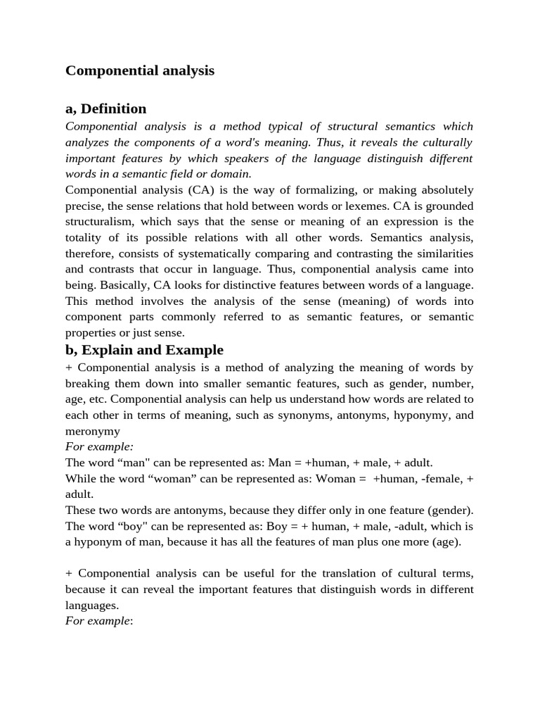 Componential Analysis | PDF