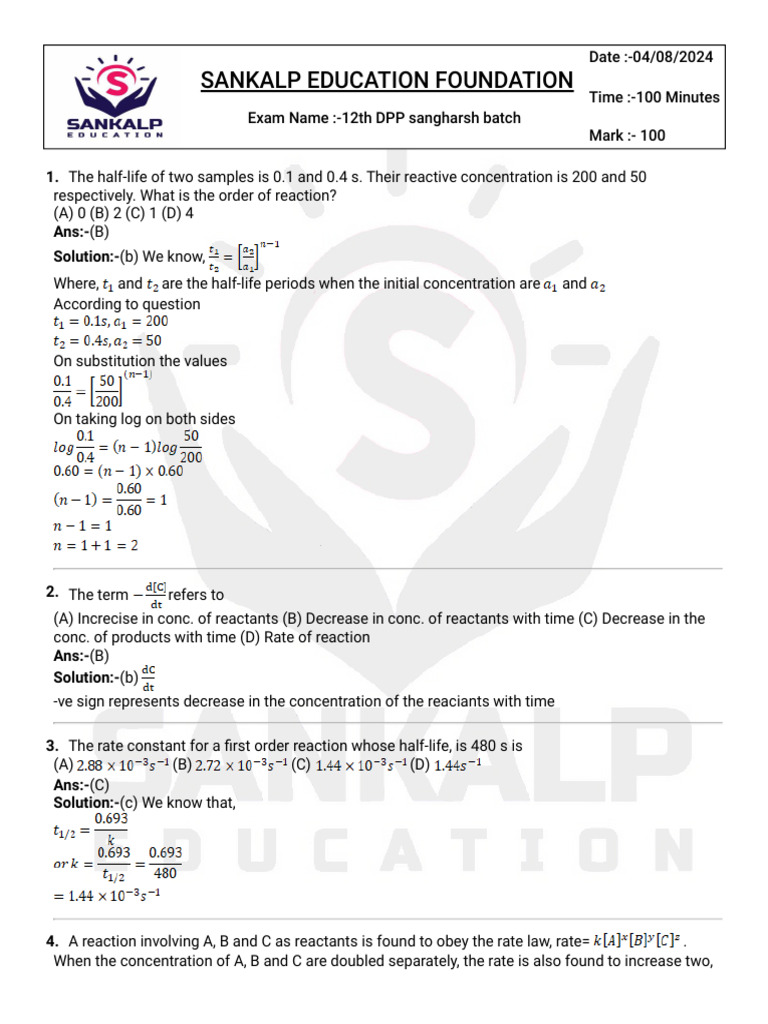 Sunday DPP Answer | PDF