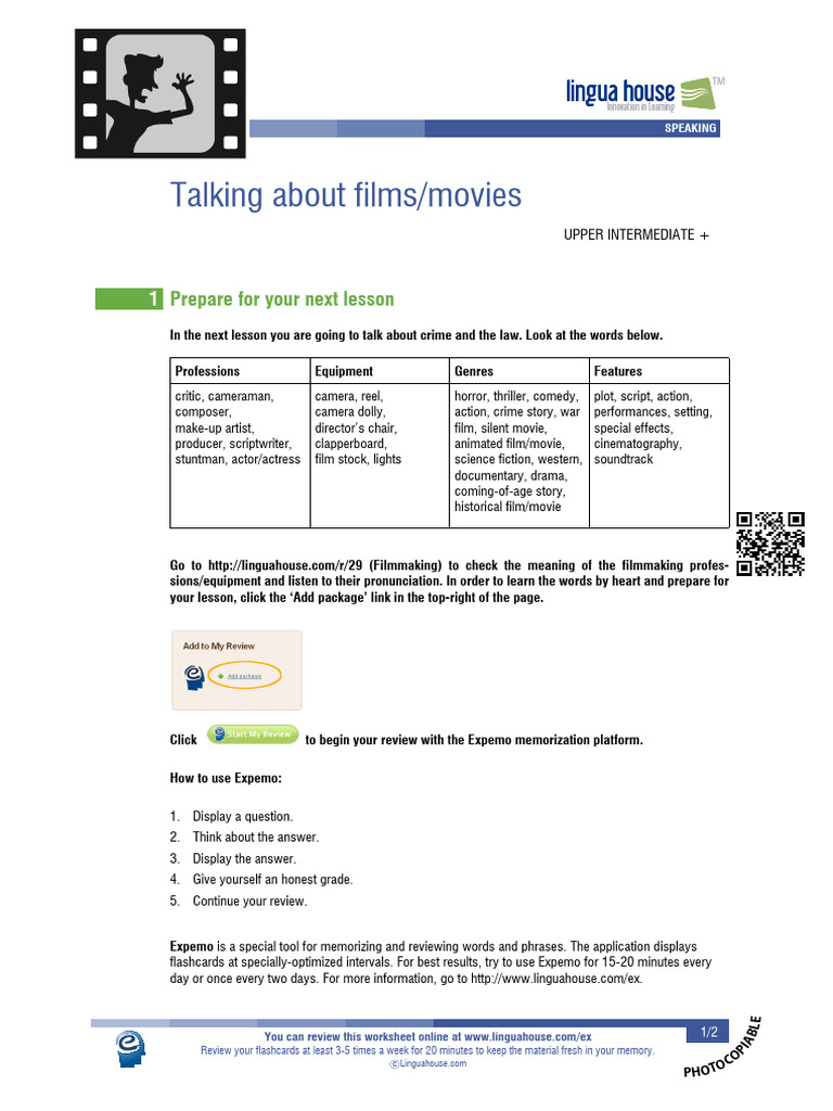 Talking About Films and Movies | PDF | Vocabulary | Language Arts ...