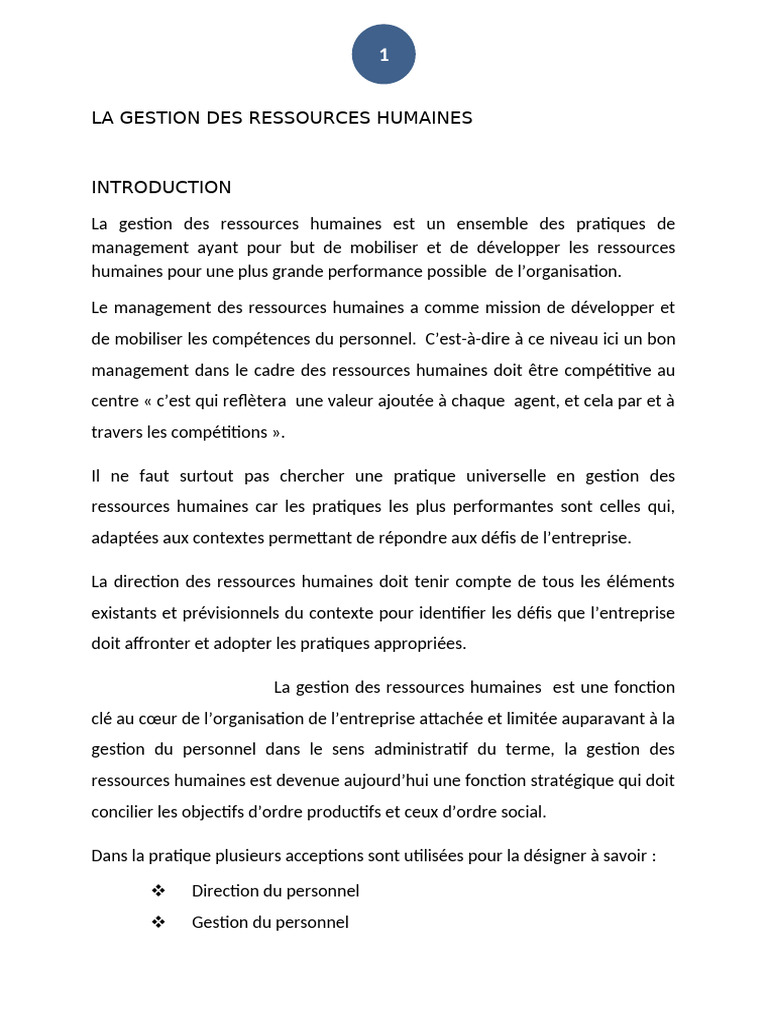 La Gestion Des Ressources Humaines | PDF