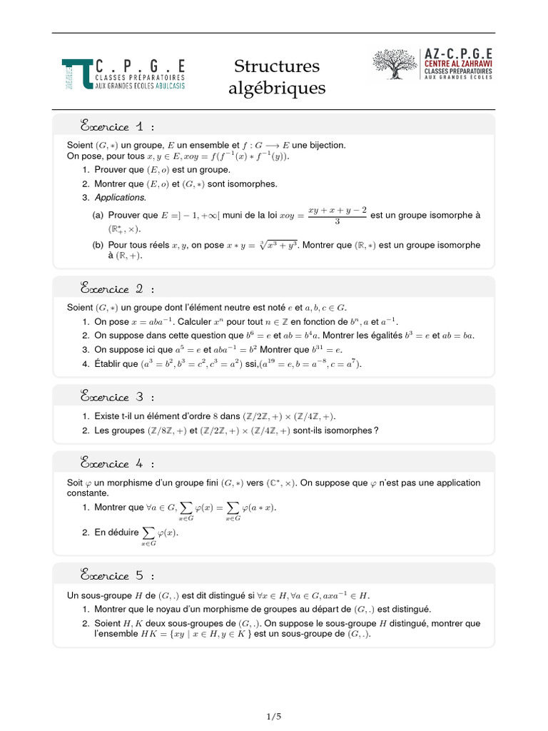 Serie 9 Structures Algebriques | PDF