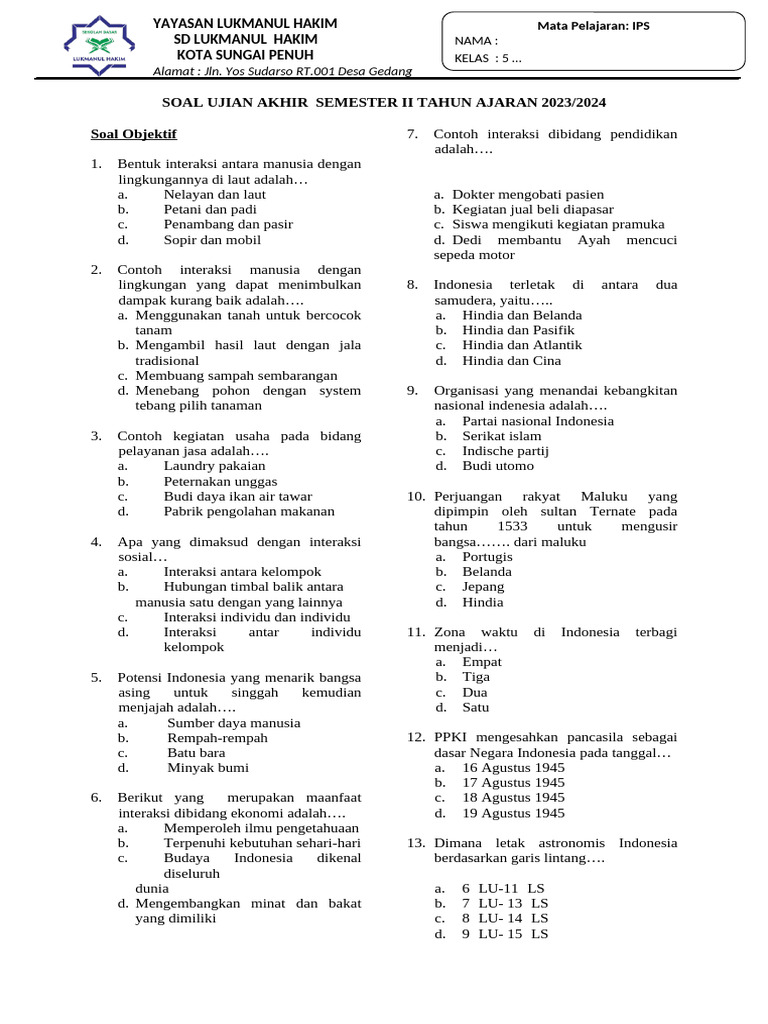 Ips Uas Kelas 5 Pdf Indonesian People Indonesia