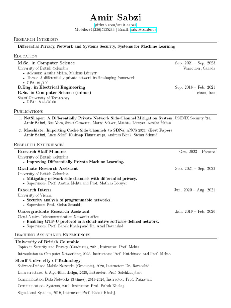 AmirSabzi - CV - Oct (Template Resume) | PDF