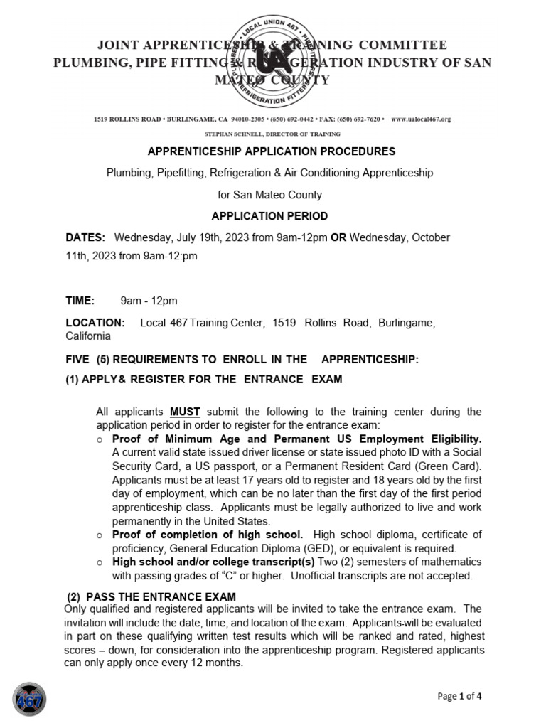 3Q 2023 Apprenticeship Procedures and Application | PDF