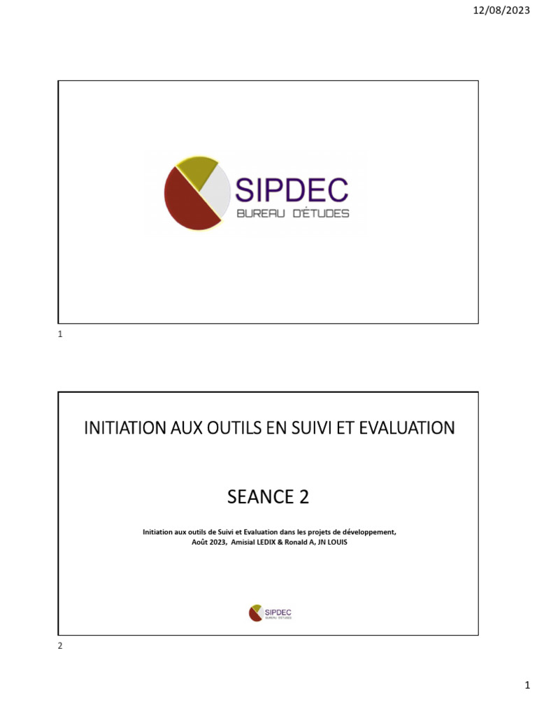 Formation en Suivi Et Evaluation - Jour 2 | PDF