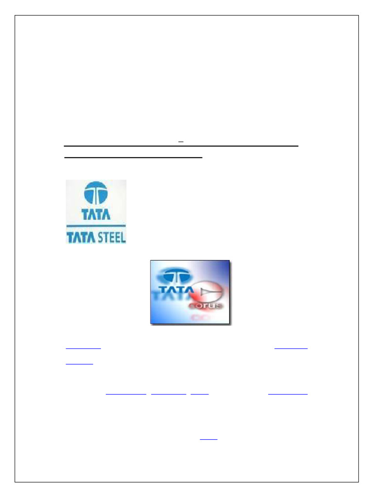 Chapter - Iv Company Profile: Tata Steel Company Limited | PDF