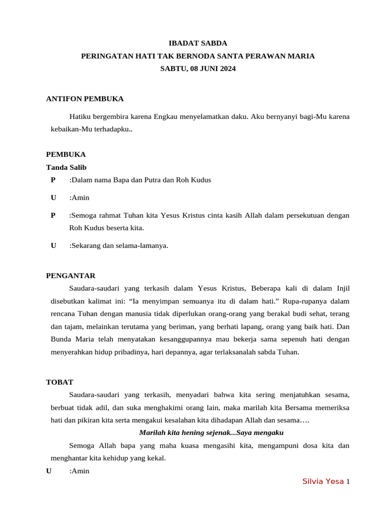 IBADAT SABDA 18 Juni 2024 | PDF