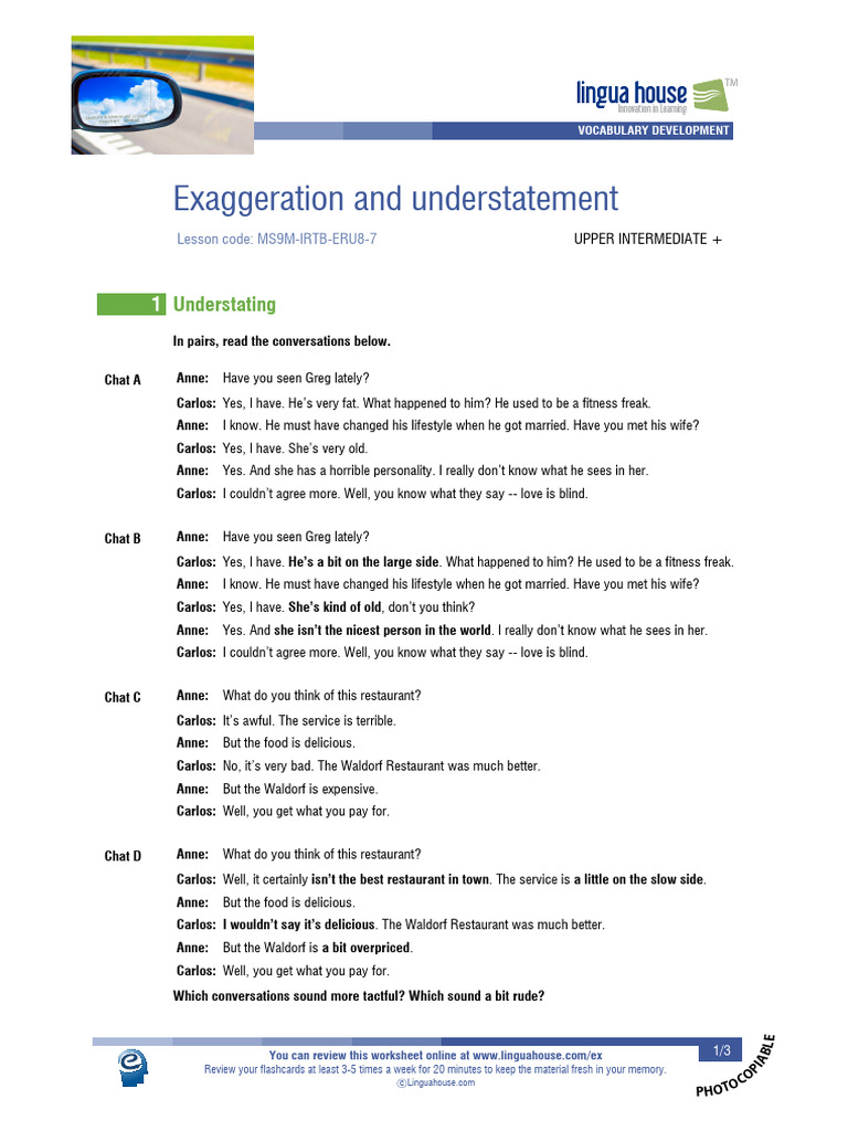 Exaggeration and Understatement | PDF