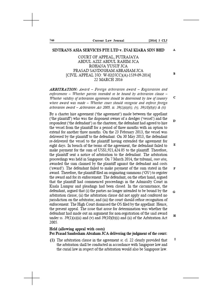 10 - Sintrans Asia V Inai Kiara - CLJ - 2016 - 5 - 746 | PDF