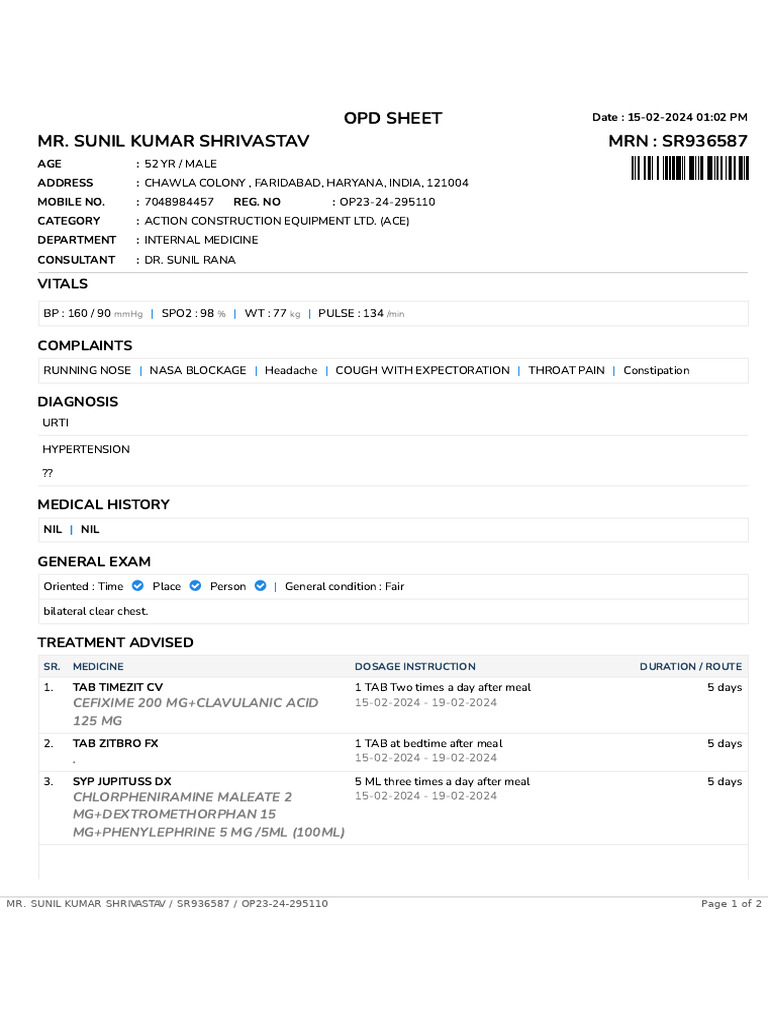 OPDCaseSheetAttachment - 15 02 2024 1 | PDF