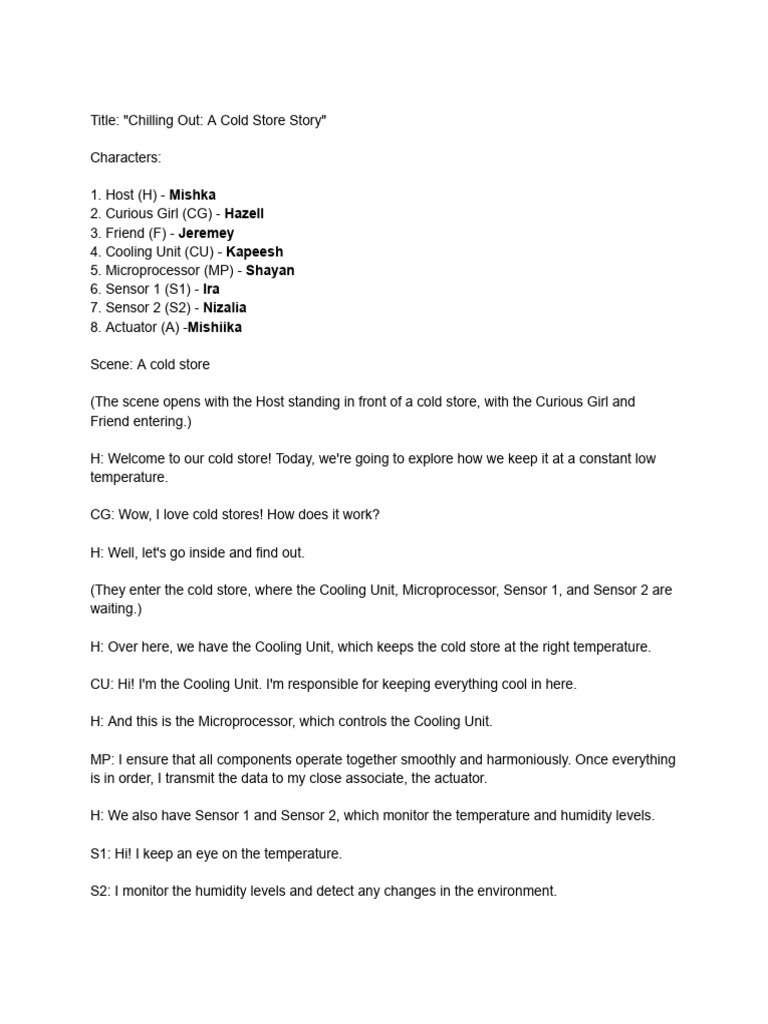 Chilling Out - A Cold Store Story | PDF