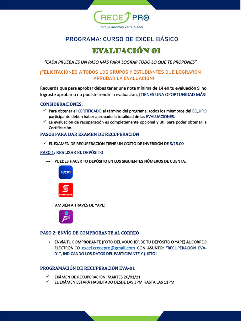 Resultados Eva-01 Excel Básico | PDF | Cocina, comidas y vino