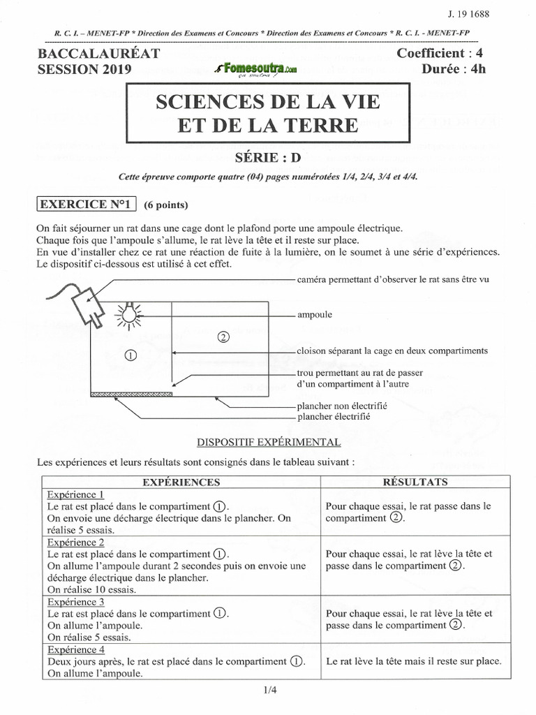 Bac D SVT 2019 | PDF