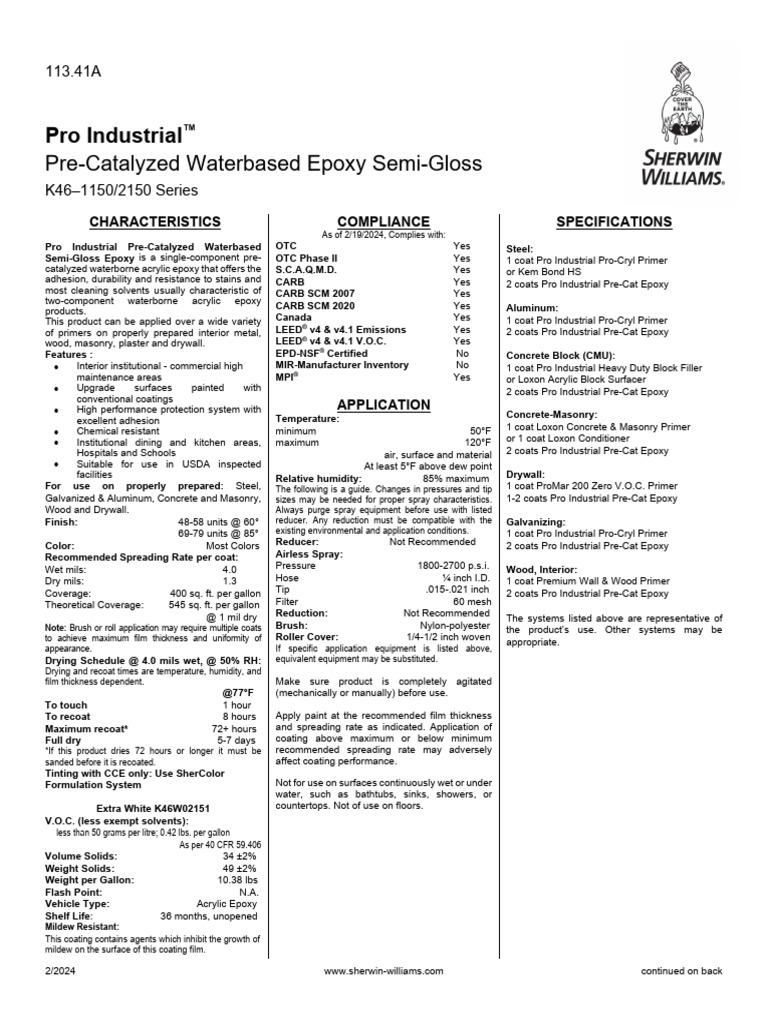 Pro Industrial Epoxy Semi-Gloss | PDF