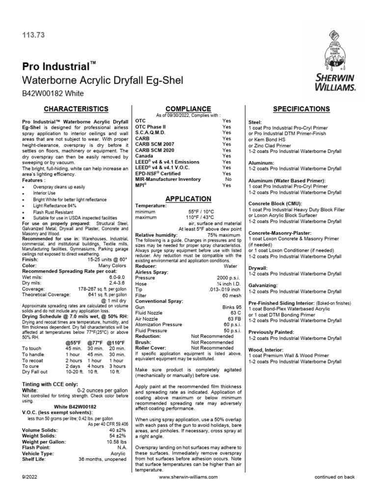 Pro Industrial Waterborne Acrylic Dryfall | PDF