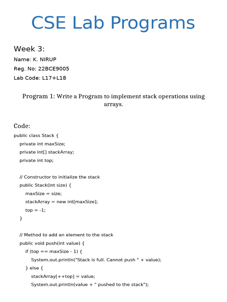 CSE Lab Programs Week3 | PDF