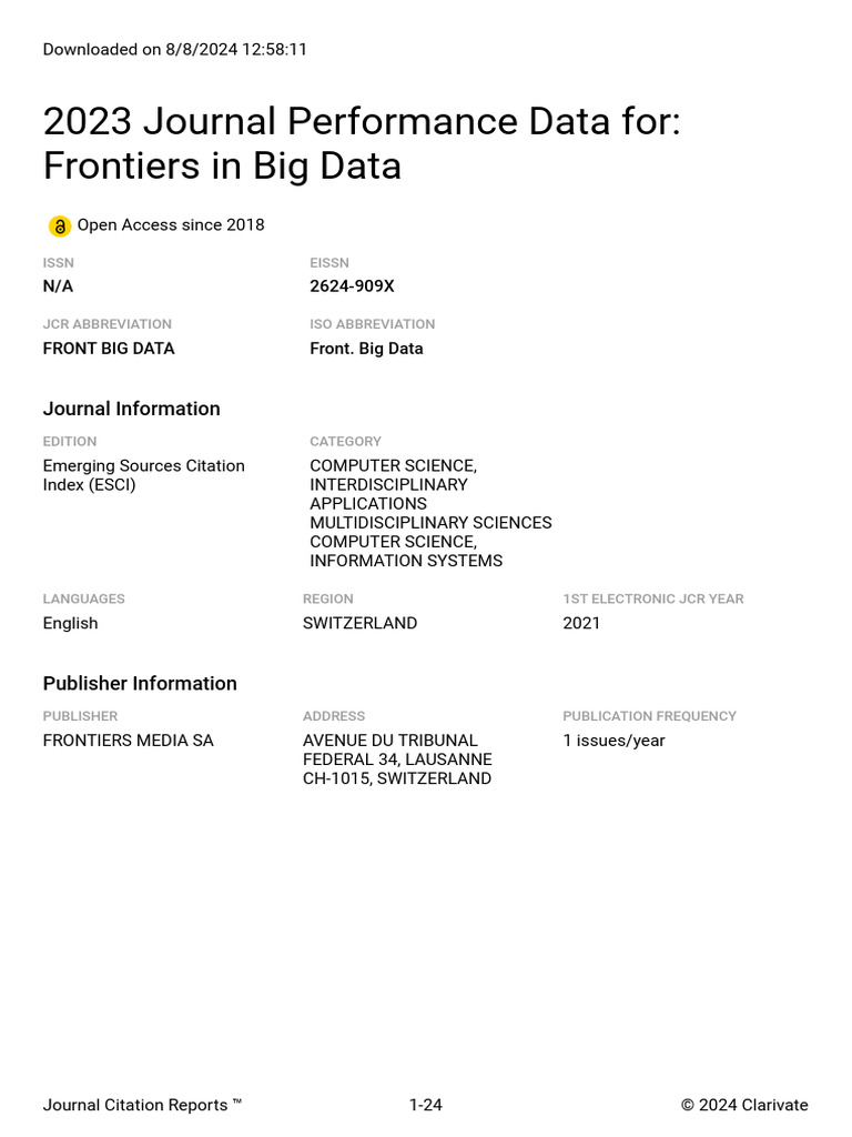 JCR - Front Big Data - 2023 | PDF