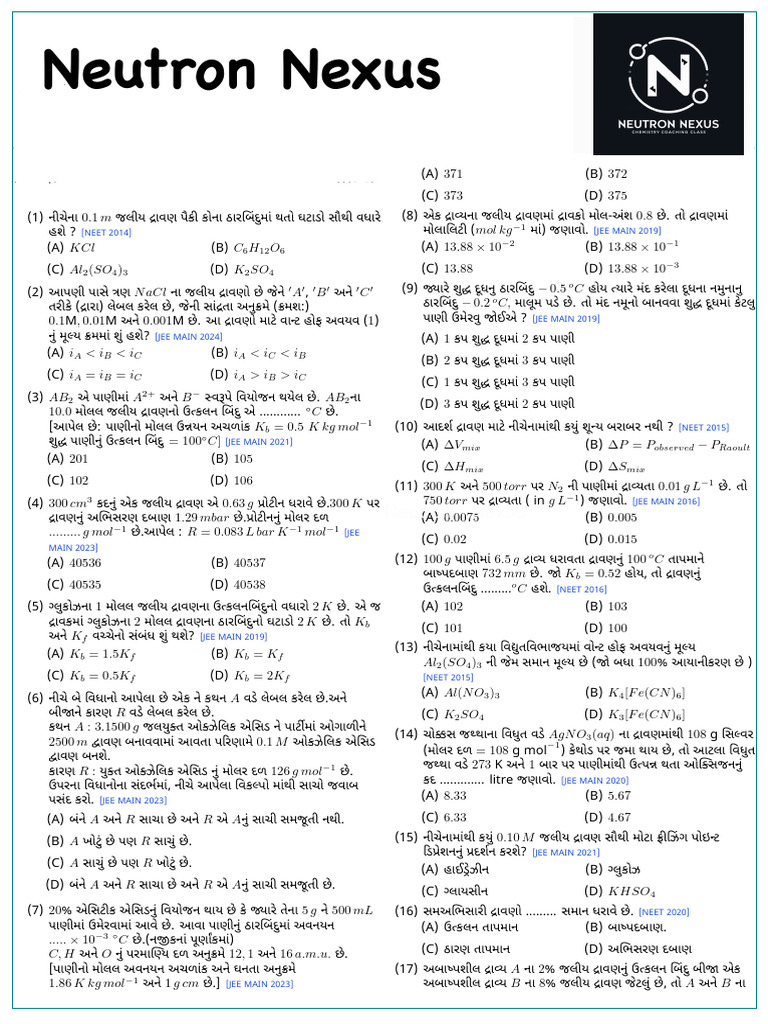 Solution JEE NEET PYQs | PDF