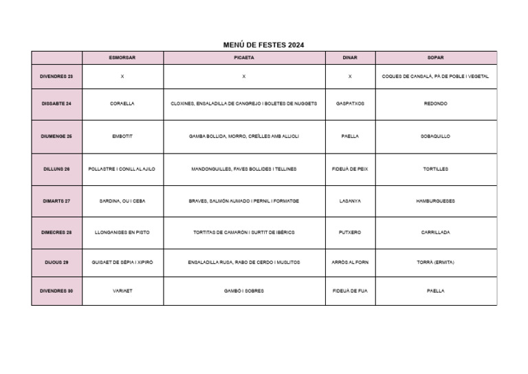 Menú Festes 2024 | PDF