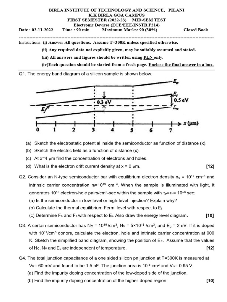 EEE INSTR F214-Mid Term | PDF