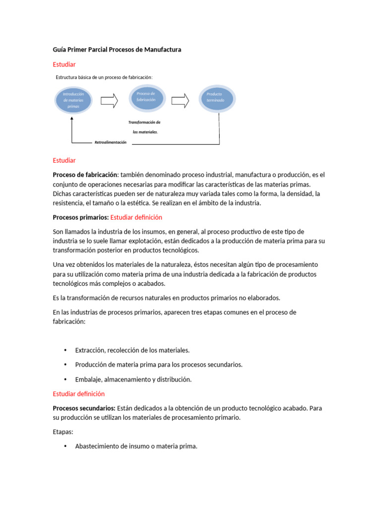 Guía Procesos de Manufactura | PDF