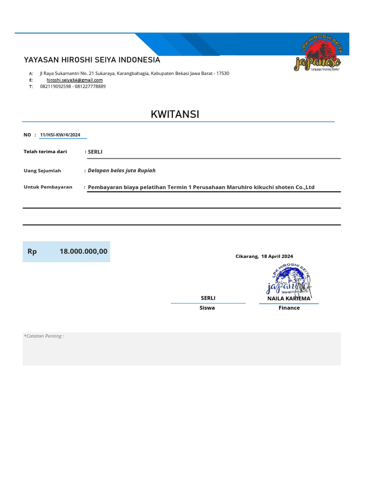 Kwitansi Serli t.1 | PDF