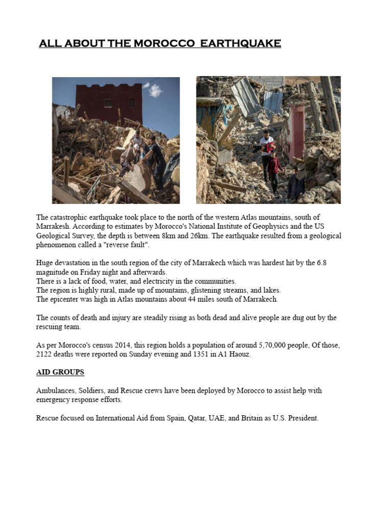 Morocco Earthquake | PDF