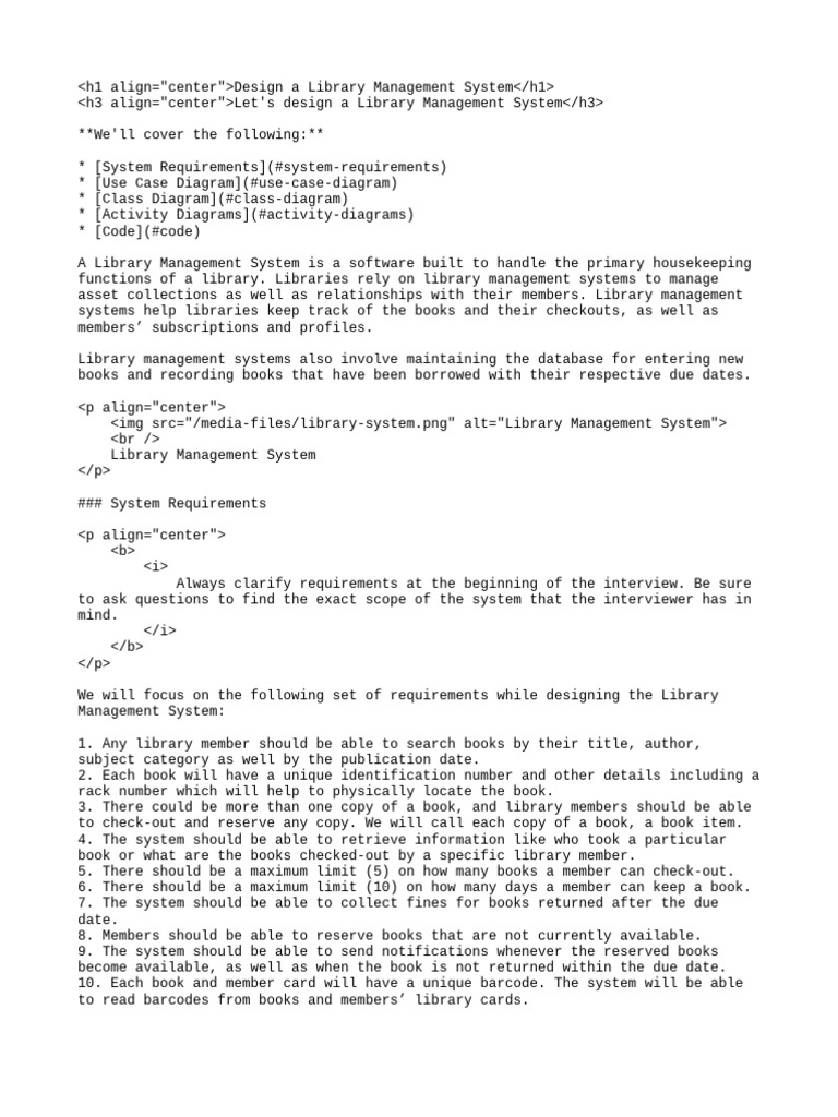 Design A Library Management System | PDF