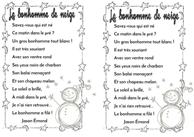 Poésie Le Bonhomme de Neige | PDF