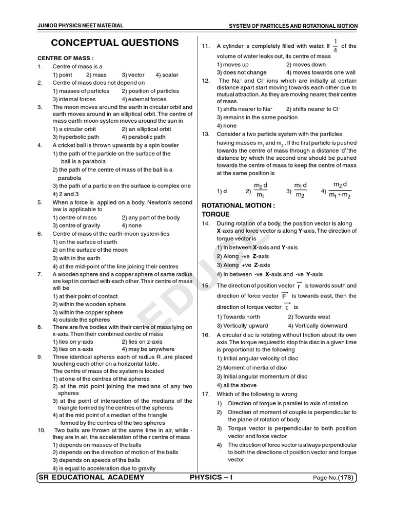 System of Particles and Rotational Motion | PDF | Rotation Around A Fixed Axis | Torque