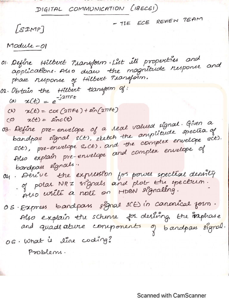 Digital Communication 15EC61 Paper 4 | PDF