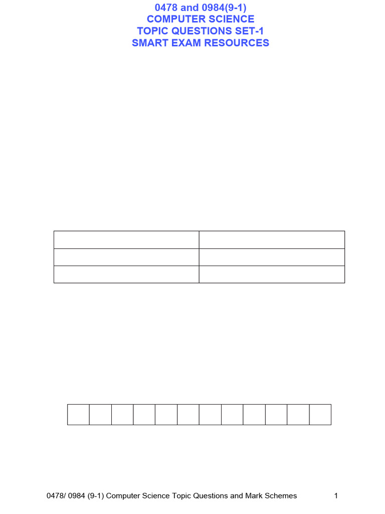 1.1.1 IGCSE Computer Science Number Systems Topic Questions Paper 1 Set 1 | PDF