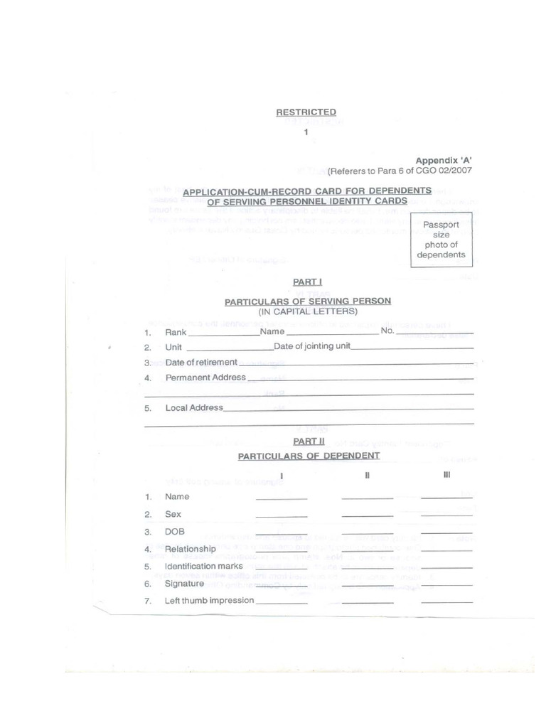 Dependent Card | PDF