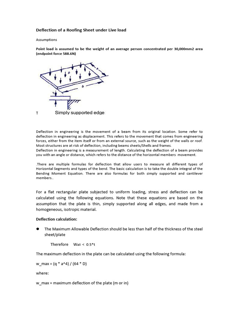 Deflection of A Roofing Sheet | PDF