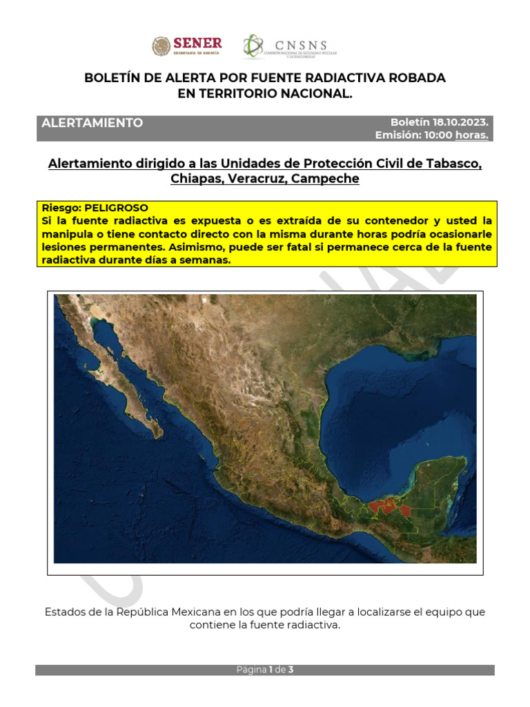 Boletín de Alerta Cat 3 181023 | PDF | Desintegración radioactiva ...