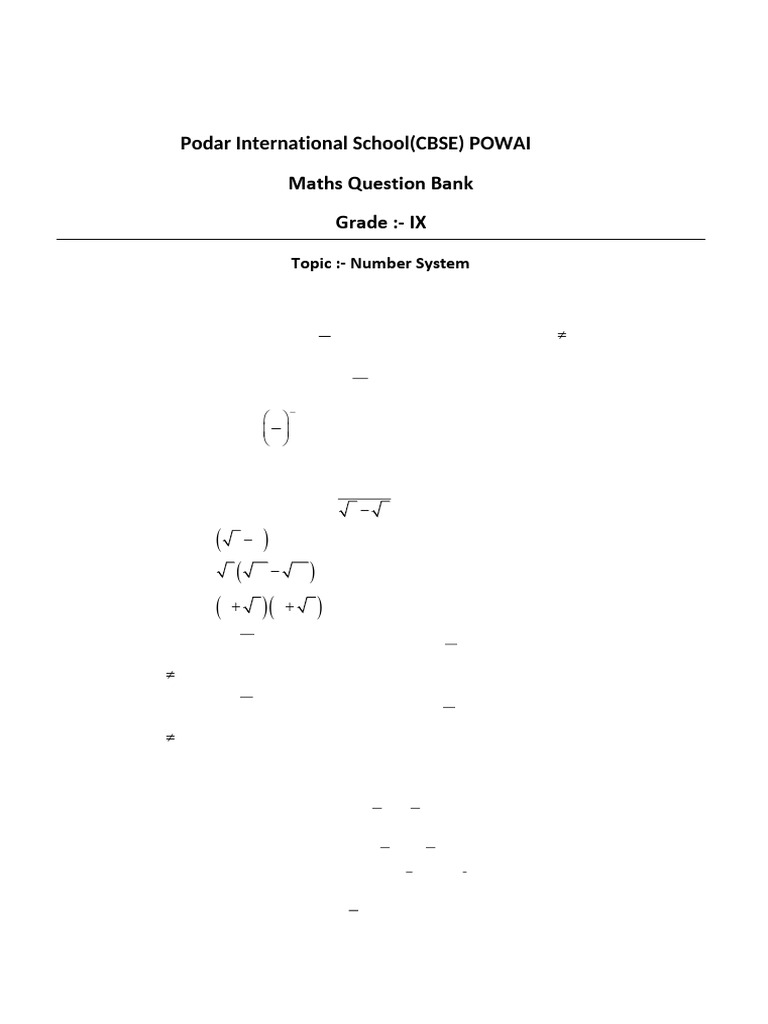 IX Math Question Bank | PDF
