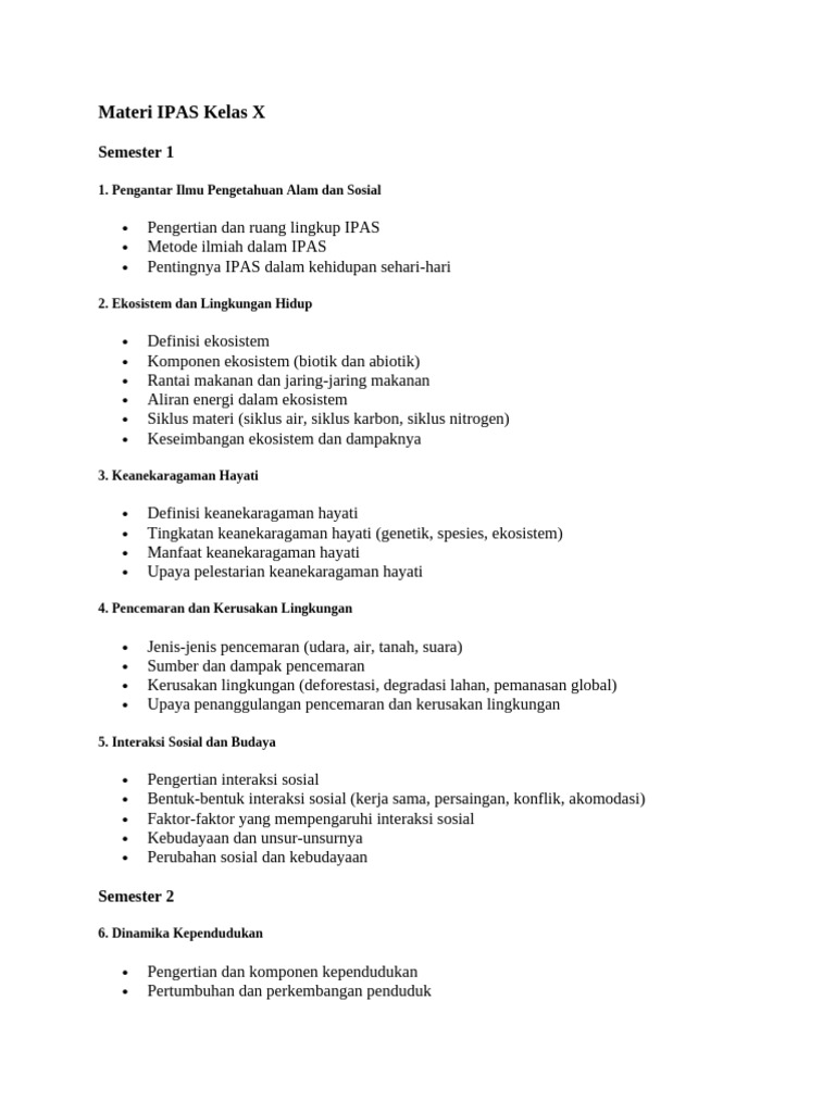 Materi IPAS Kelas X | PDF