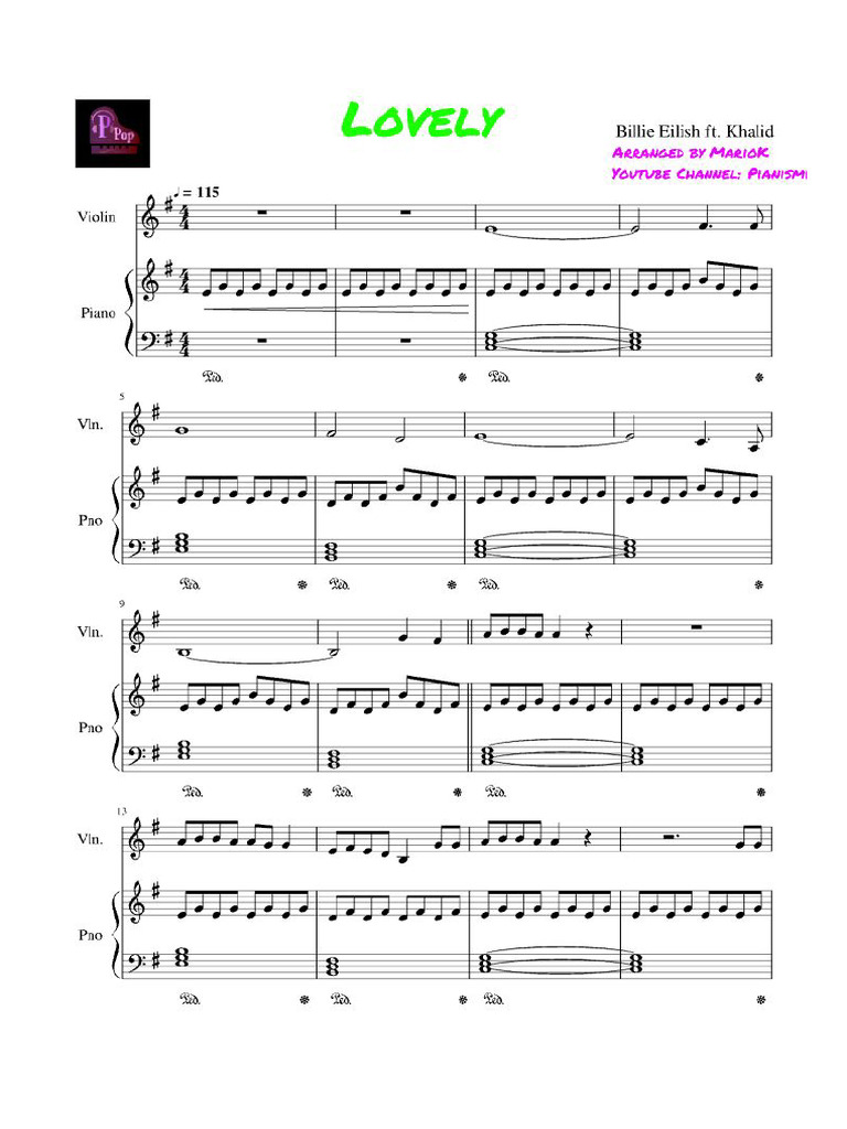 Billie Eilish Lovely Violin | PDF