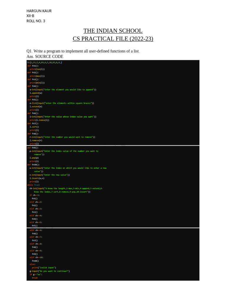 CS Practical File | PDF