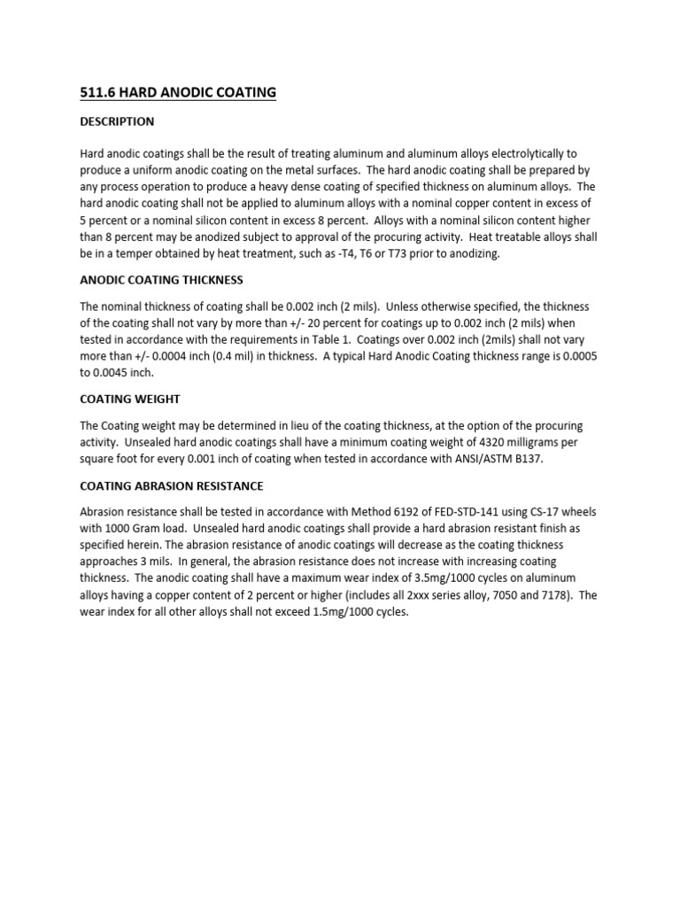 ASTM Summary of Anodic Coating on Aluminum Alloys | PDF