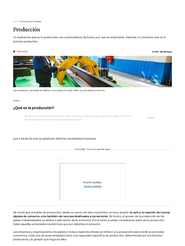 Producción - Concepto, Características, Factores y Ejemplos | PDF