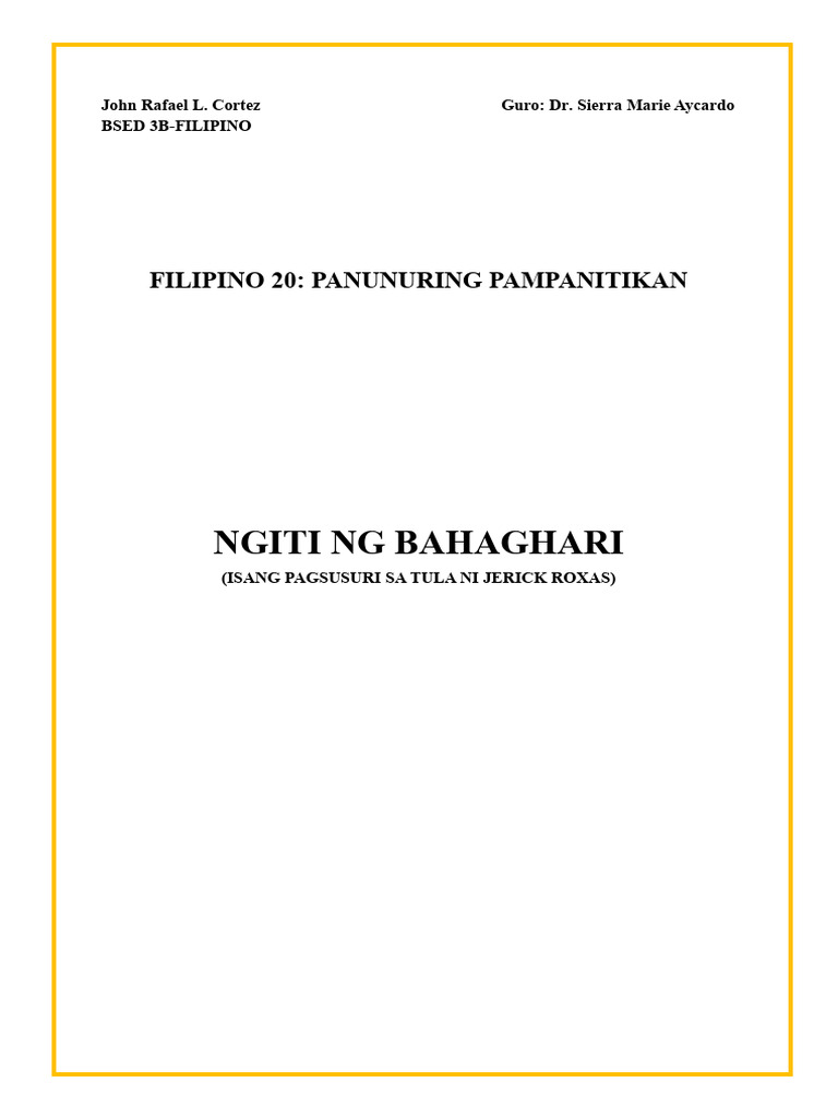 Balangkas NG Pagsusuri NG Tula | PDF