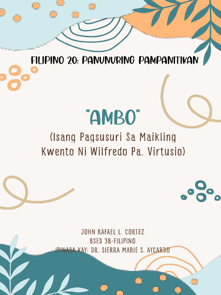 Pinal Na Pagsusuri Maikling Kwentong Ambo | PDF