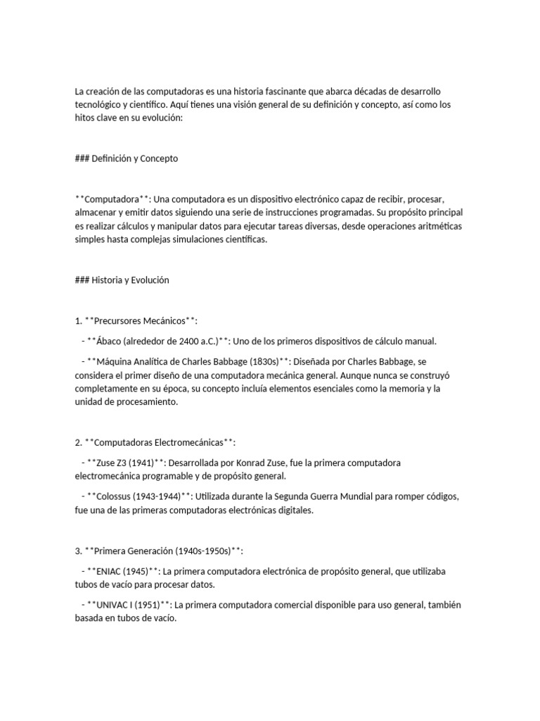 La Creación de Las Computadoras Es Una Historia Fascinante Que Abarca ...