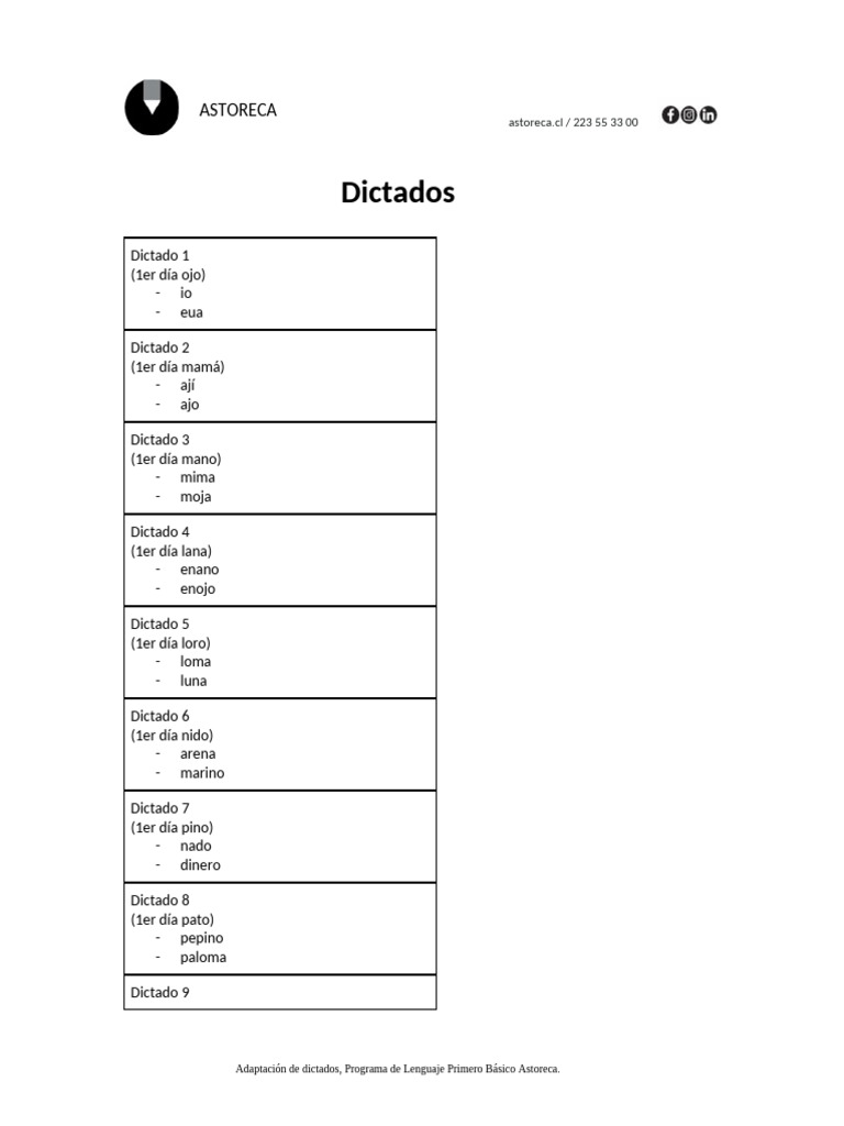 Dictados Adaptación | PDF