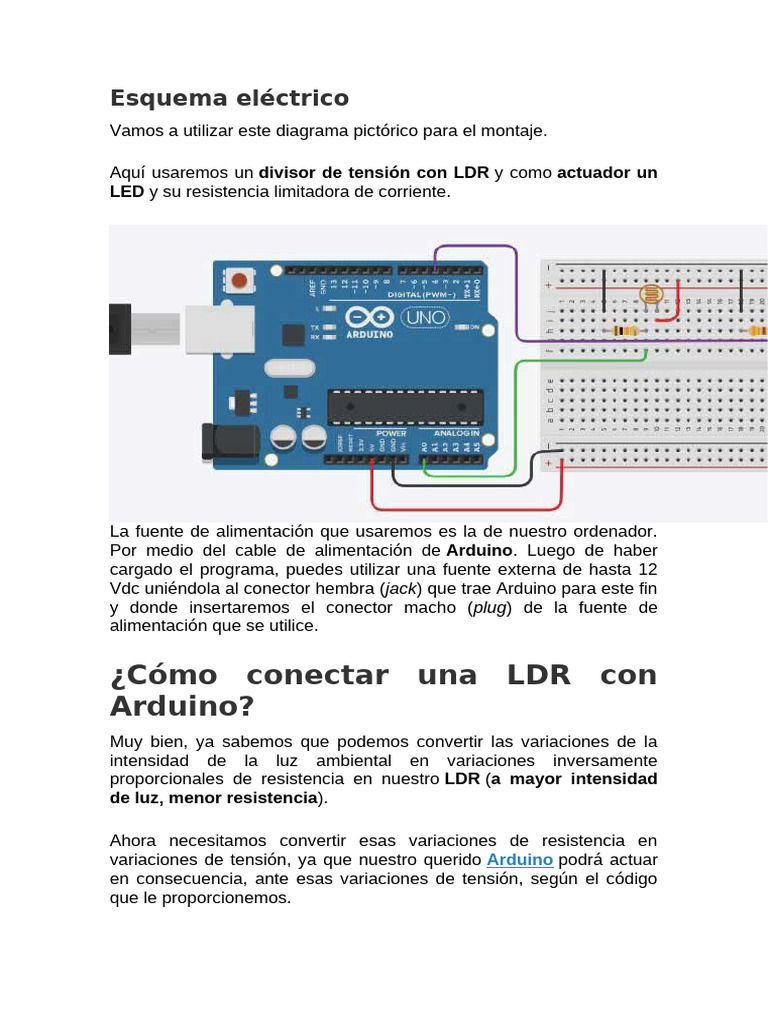 Configuración y Programación LDR Arduino Segunda Parte | PDF