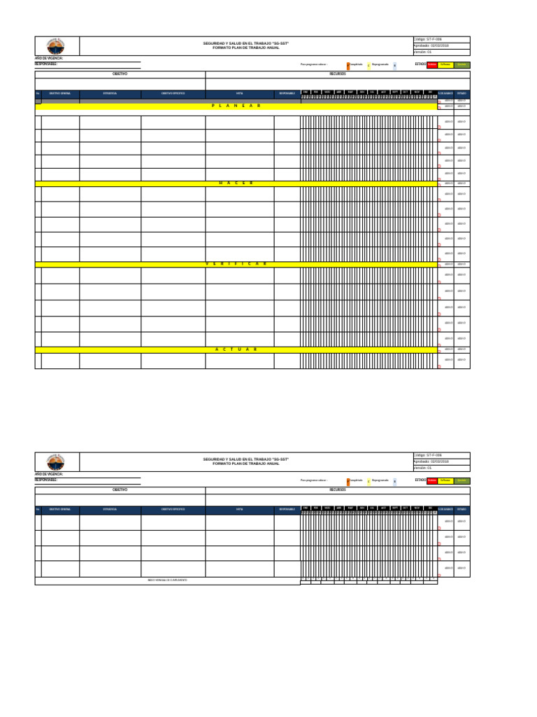 ST-F-006 Formato Plan de Trabajo AnualV1 | PDF