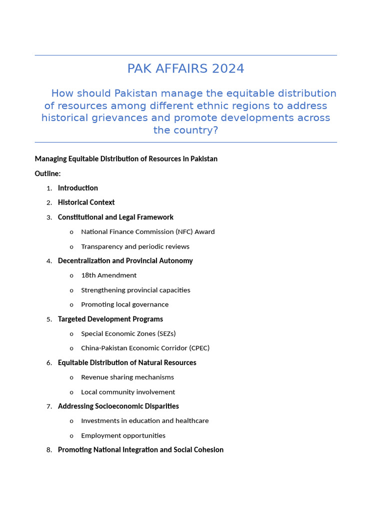 Pak Affairs 2024 | PDF